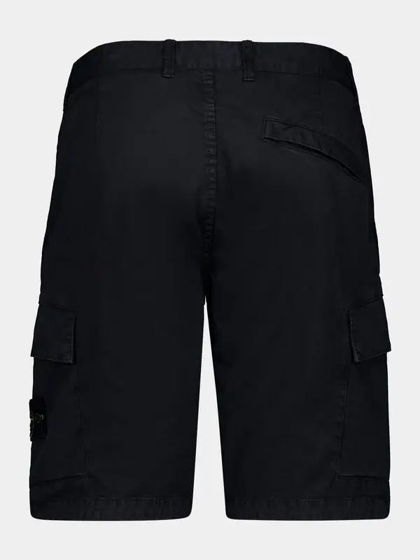Stone Island Organic Cotton Stretch Cargo Shorts - Black