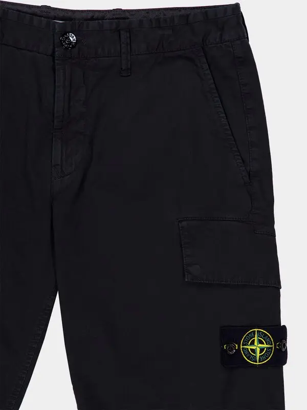 Stone Island Organic Cotton Stretch Cargo Shorts - Black
