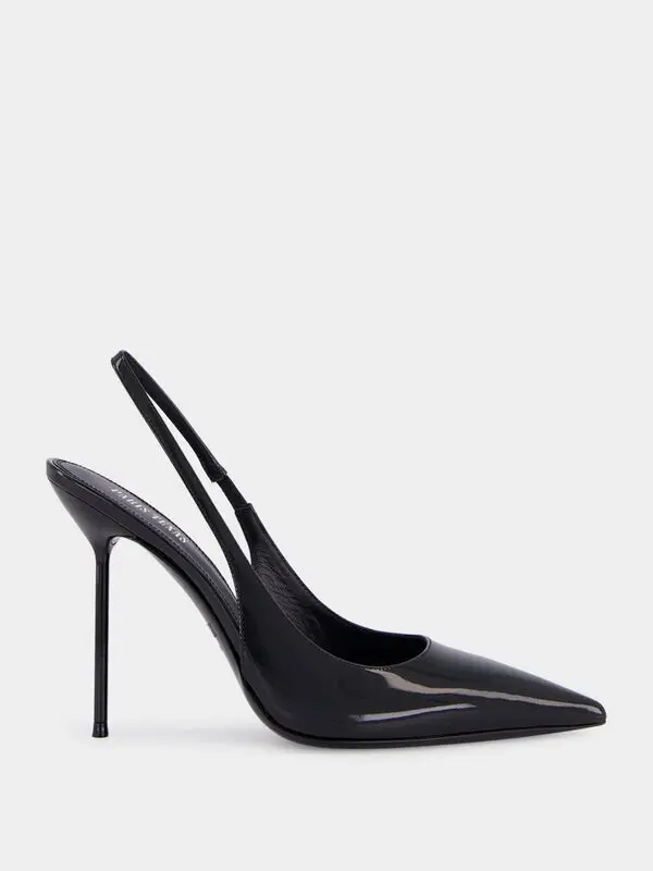 Paris Texas Lidia 110 Slingback Patent Leather Heels - Black