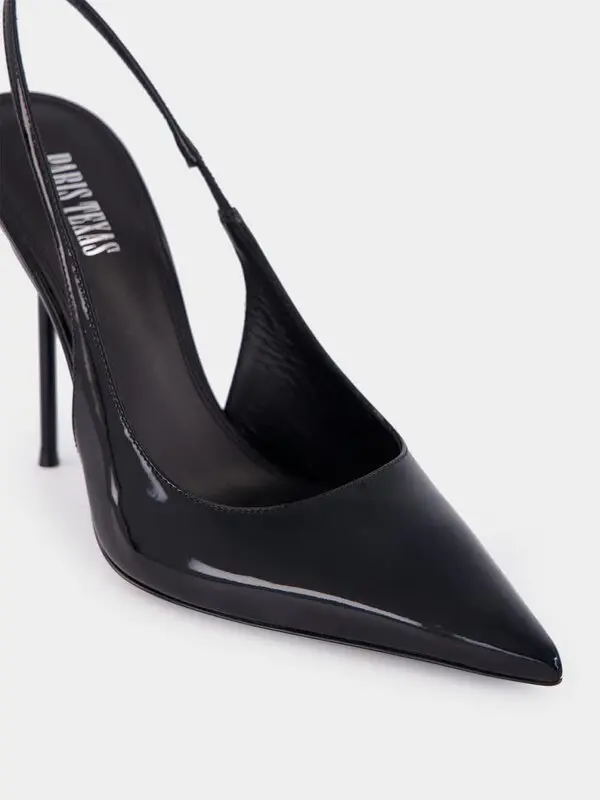 Paris Texas Lidia 110 Slingback Patent Leather Heels - Black