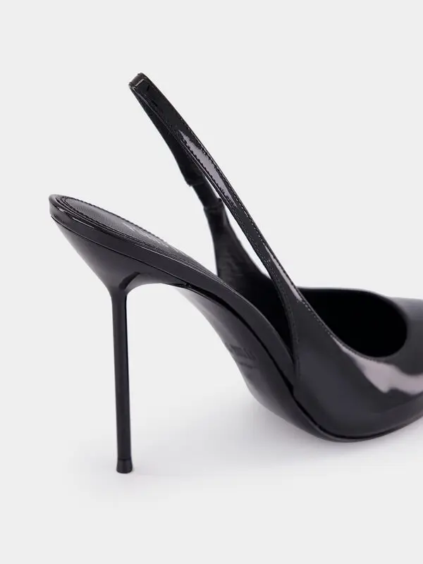 Paris Texas Lidia 110 Slingback Patent Leather Heels - Black