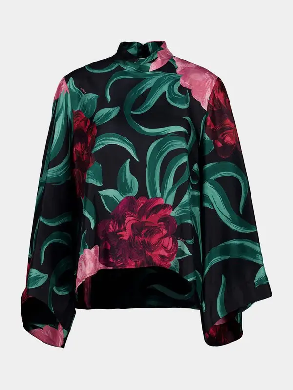 La DoubleJ Floral Long-sleeve Top - Black