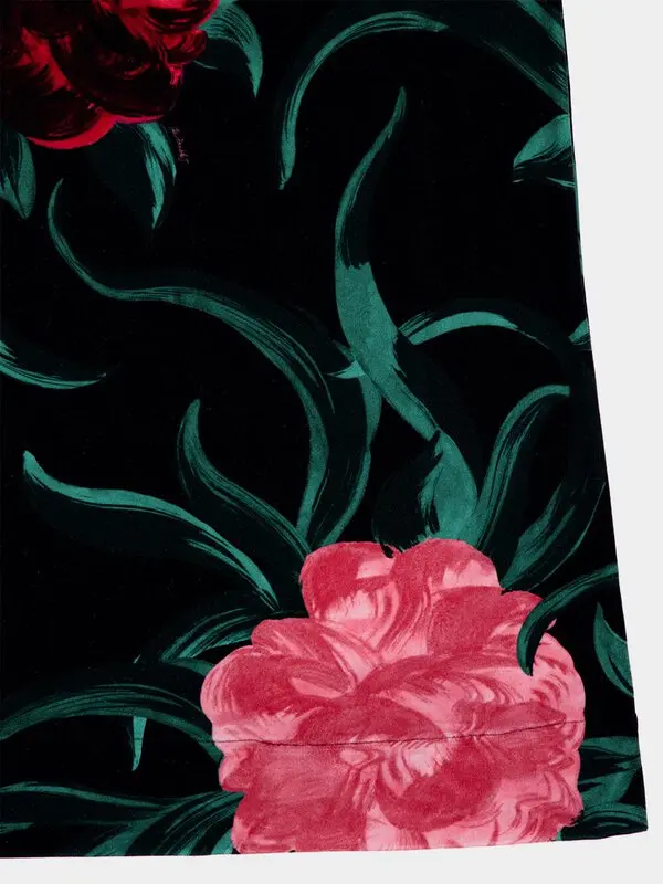 La DoubleJ Peony Velvet Stretch Palazzo Pants - Black