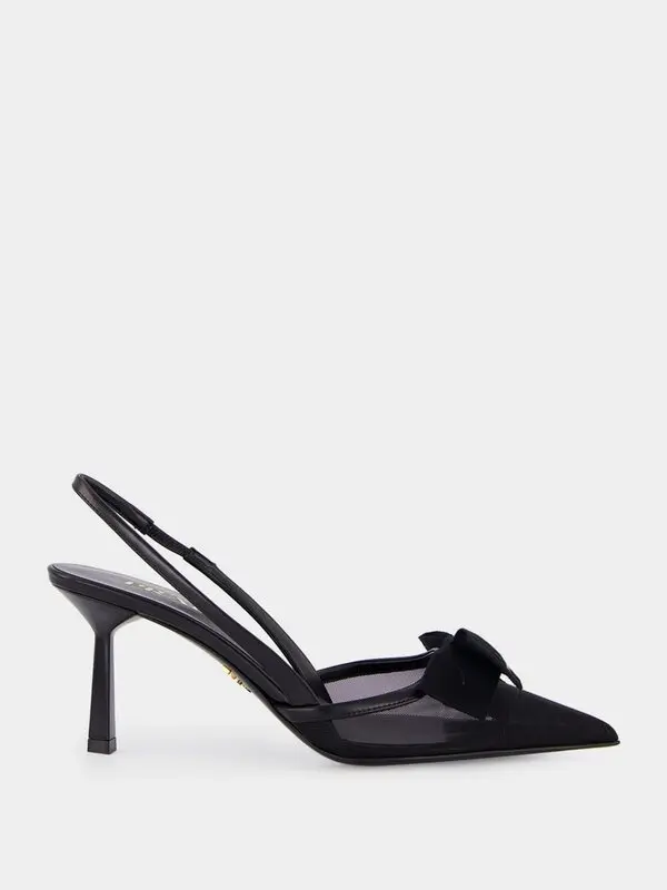 Prada Slingback Bow Pumps - Black