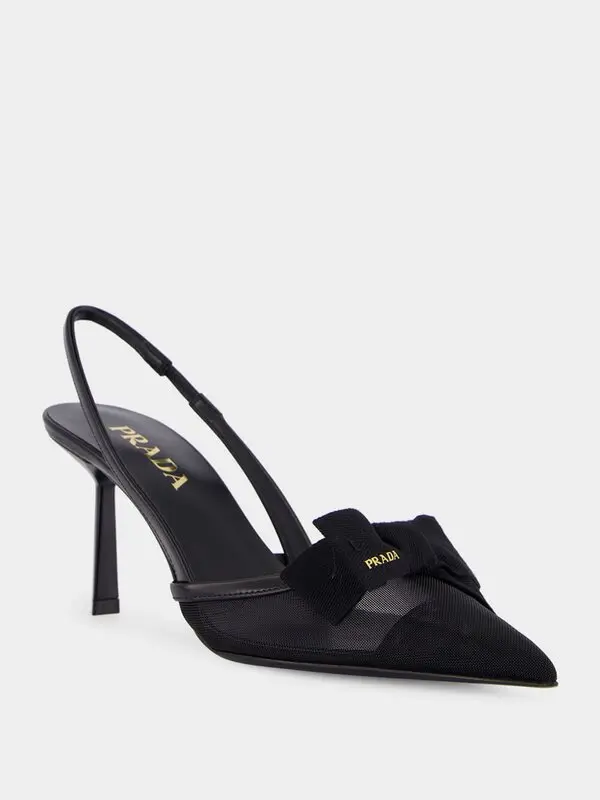 Prada Slingback Bow Pumps - Black