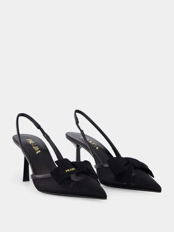 Prada Slingback Bow Pumps - Black
