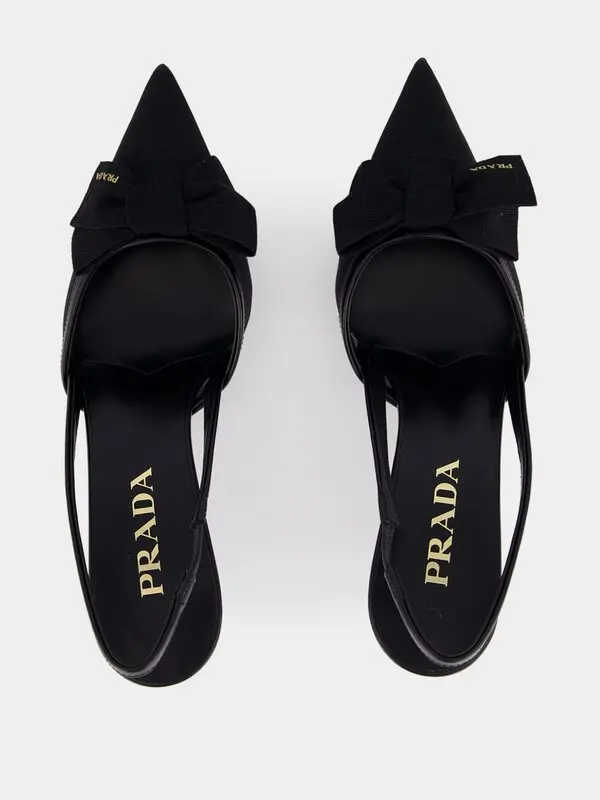Prada Slingback Bow Pumps - Black