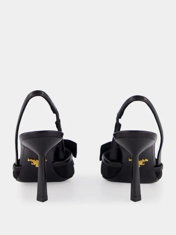 Prada Slingback Bow Pumps - Black