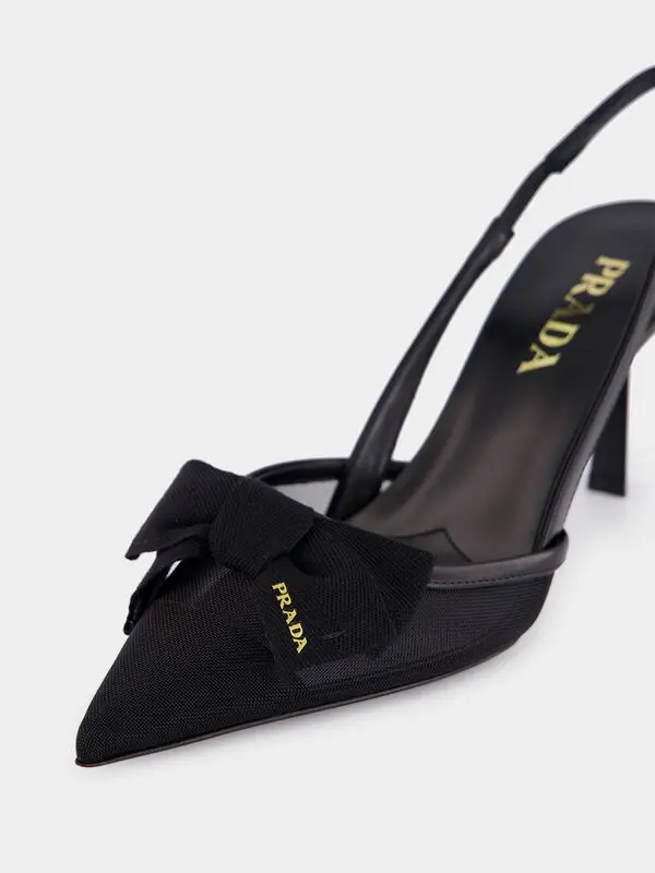 Prada Slingback Bow Pumps - Black