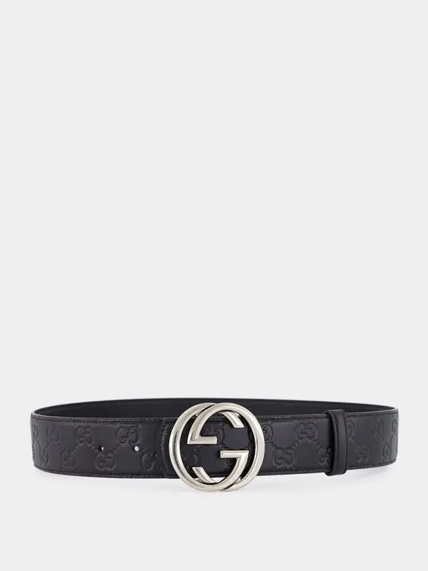 Gucci Gg Leather Belt - Black