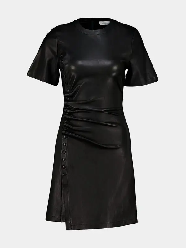 Rabanne Short Gathered Lambskin Dress - Black