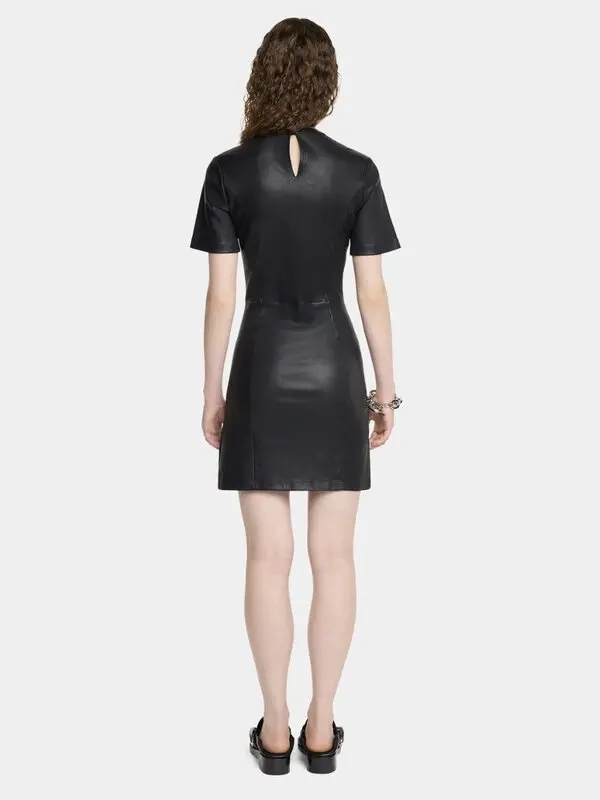 Rabanne Short Gathered Lambskin Dress - Black