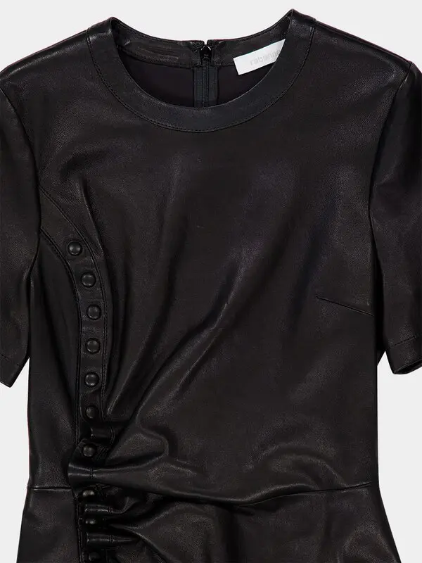 Rabanne Short Gathered Lambskin Dress - Black