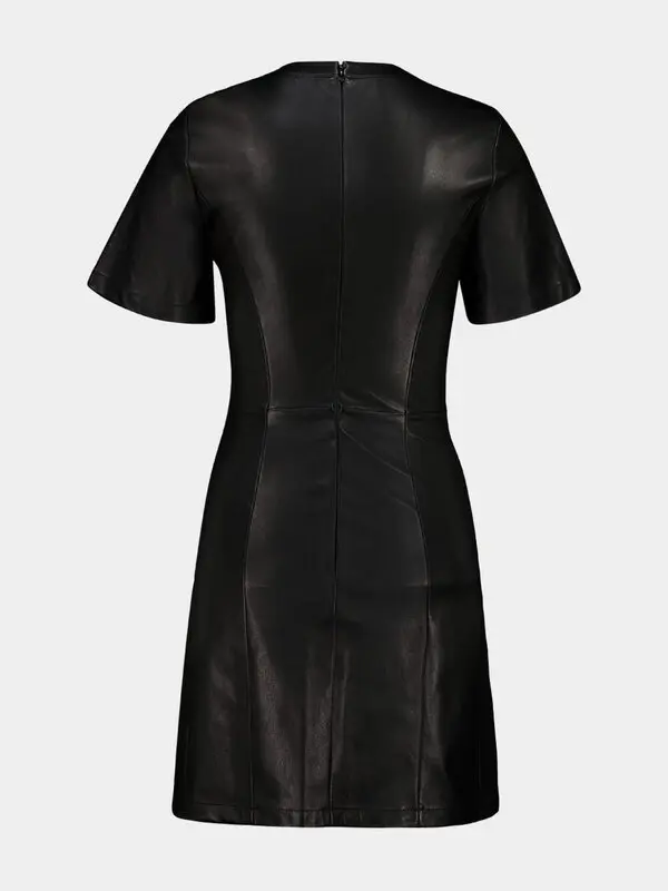 Rabanne Short Gathered Lambskin Dress - Black