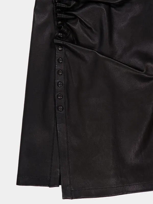 Rabanne Short Gathered Lambskin Dress - Black