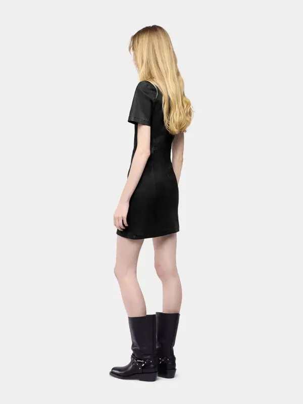 Rabanne Short Gathered Lambskin Dress - Black