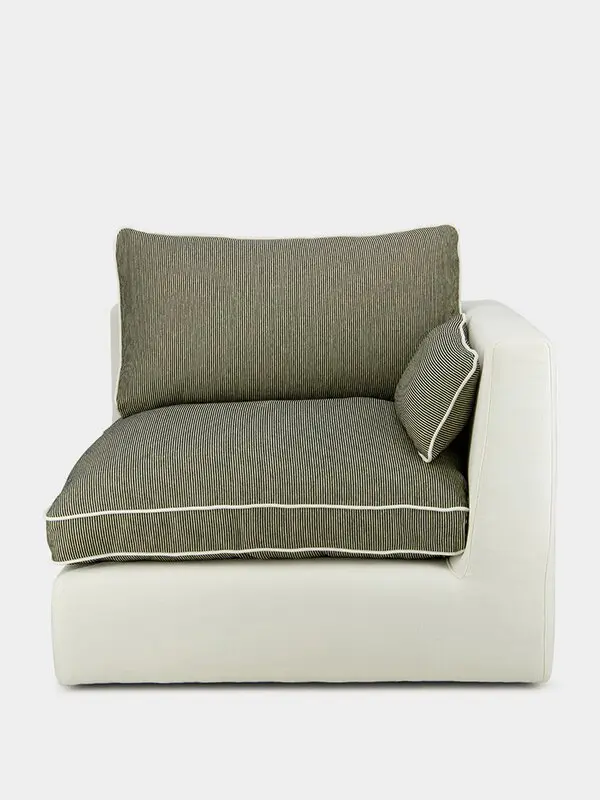 HOUSE OF CAPRICORN Dinis Ivory Linen Right Arm Module Sofa - Black