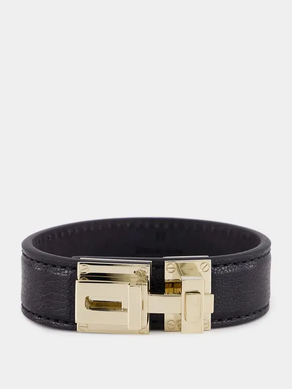 TOM FORD Leather And Brass Bracelet - Black