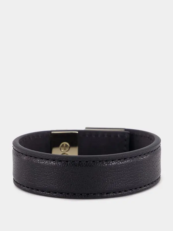 TOM FORD Leather And Brass Bracelet - Black