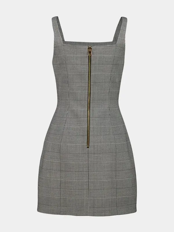 Balmain Prince Of Wales Wool Mini Dress - Black