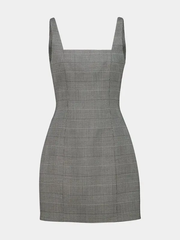 Balmain Prince Of Wales Wool Mini Dress - Black