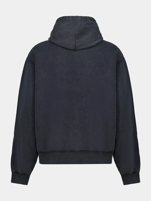 Balenciaga Washed Crayon Loopback Hooded Sweatshirt - Black