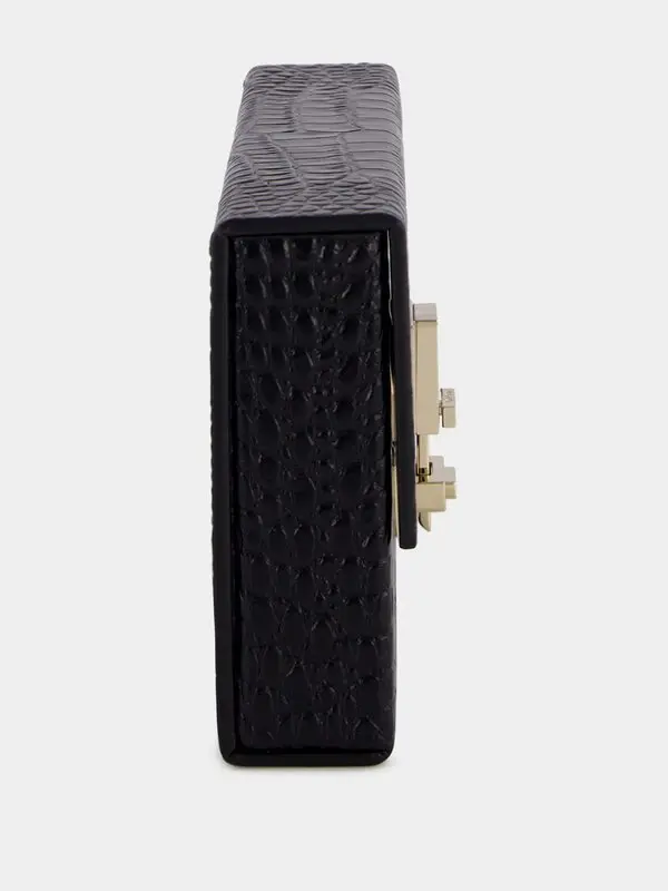 TOM FORD Crocodile Embossed Calf Leather Clutch - Black