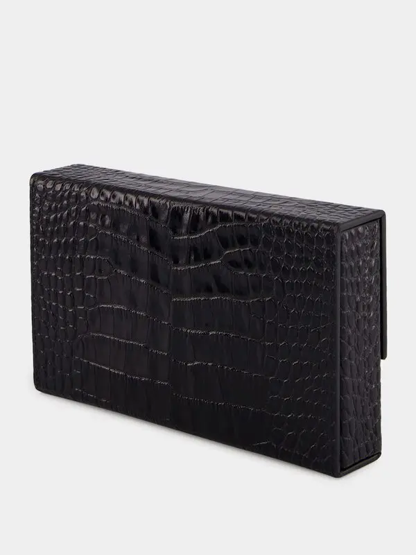 TOM FORD Crocodile Embossed Calf Leather Clutch - Black