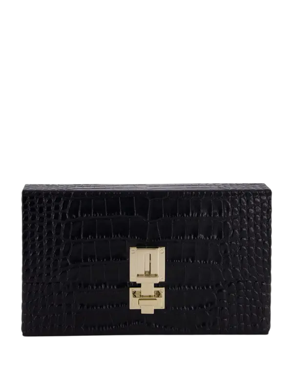 TOM FORD Crocodile Embossed Calf Leather Clutch - Black