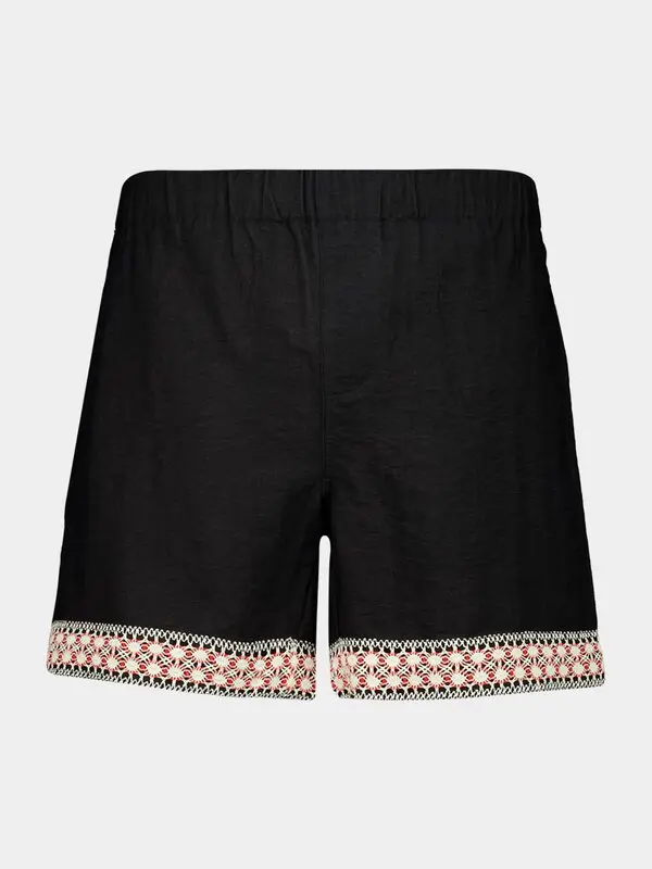 Commas Braided Shorts With Crochet Trim - Black