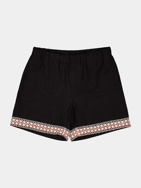 Commas Braided Shorts With Crochet Trim - Black
