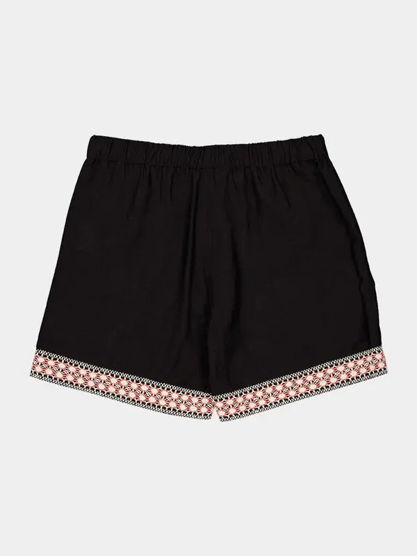 Commas Braided Shorts With Crochet Trim - Black