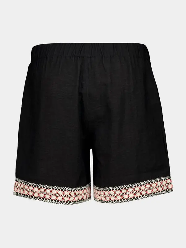 Commas Braided Shorts With Crochet Trim - Black