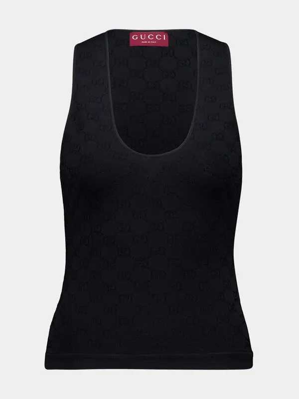 Gucci Gg Jacquard Elastic Tank Top - Black