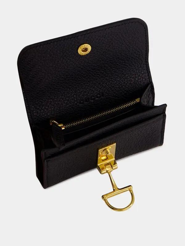 Gucci Calfskin Horsebit Card Case With Gold Hardware