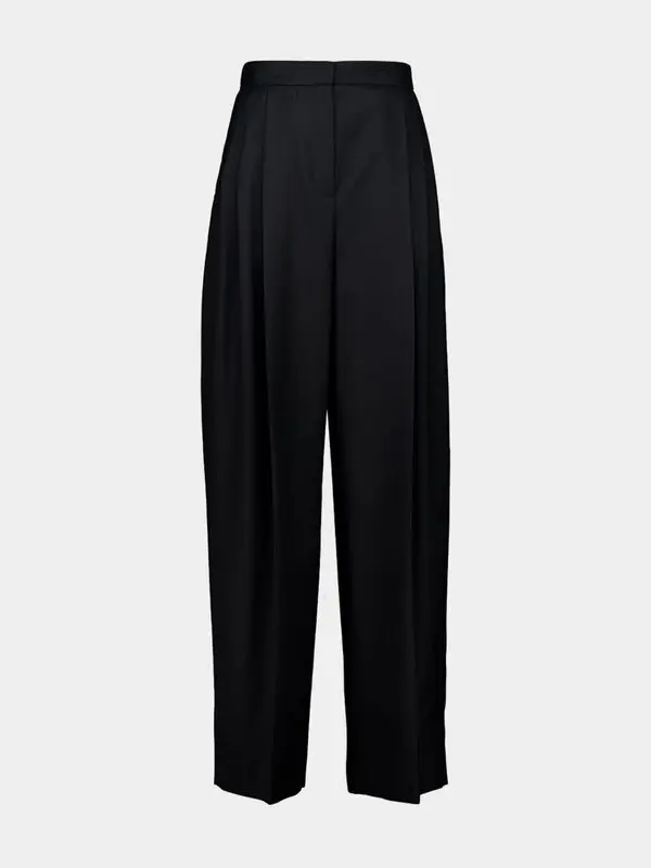 Nina Ricci Pleated Wool Straight-leg Trousers - Black