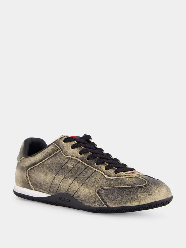 Gucci Washed Leather Shift Trainers - Black