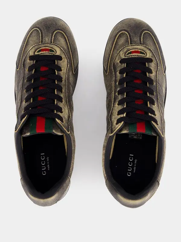 Gucci Washed Leather Shift Trainers - Black