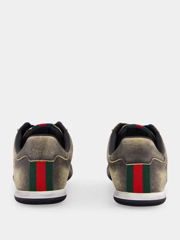 Gucci Washed Leather Shift Trainers - Black