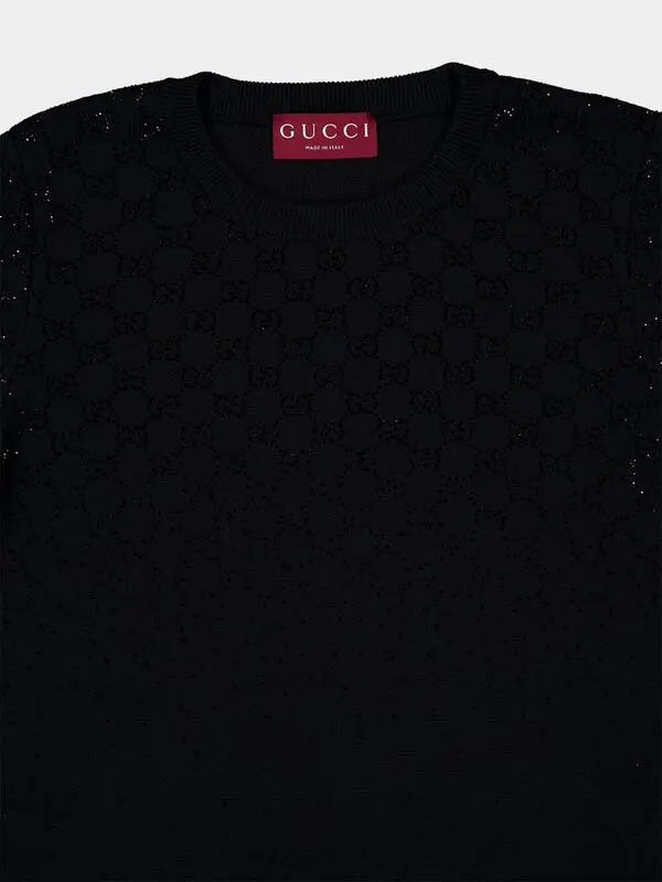 Gucci Wool Dress With Gg Crystals