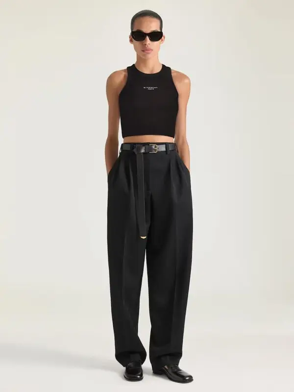 Givenchy Cropped Stretch Cotton Tank Top - Black
