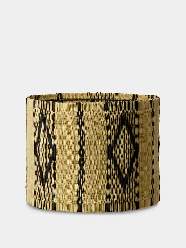 HOUSE OF CAPRICORN Handmade Coruche Natural Reed Small Lampshade - Black
