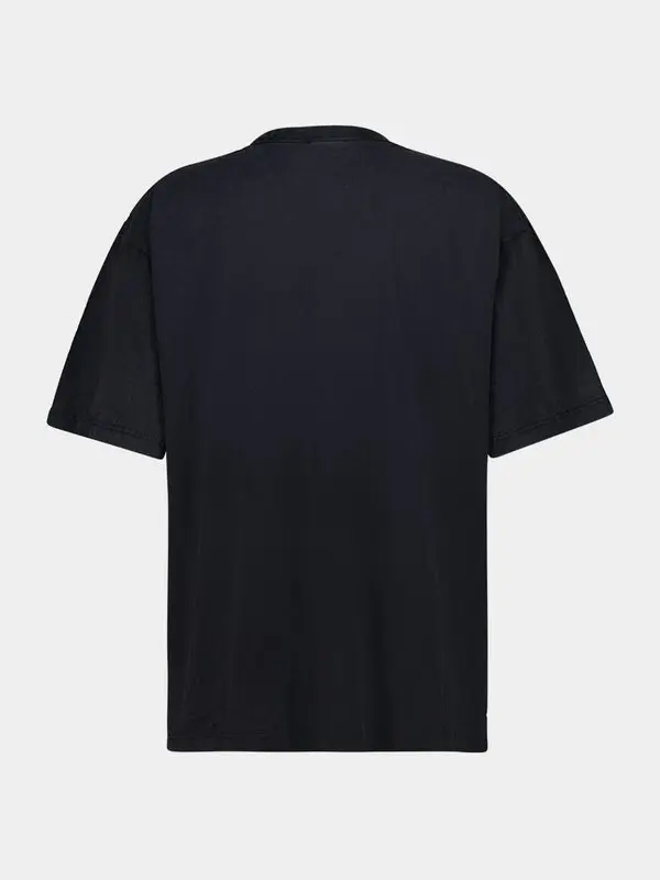 Balenciaga Washed Medium-fit Graphic Cotton T-shirt - Black