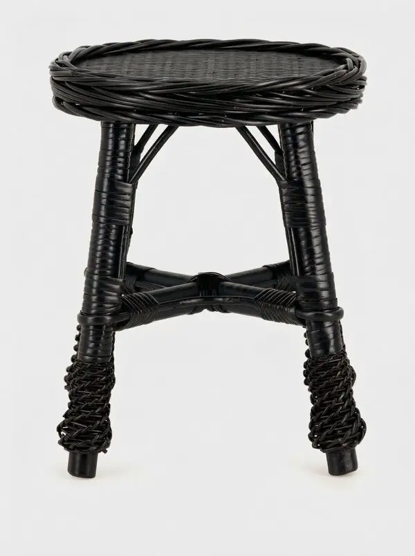 HOUSE OF CAPRICORN Furnas Wicker Stool - Black