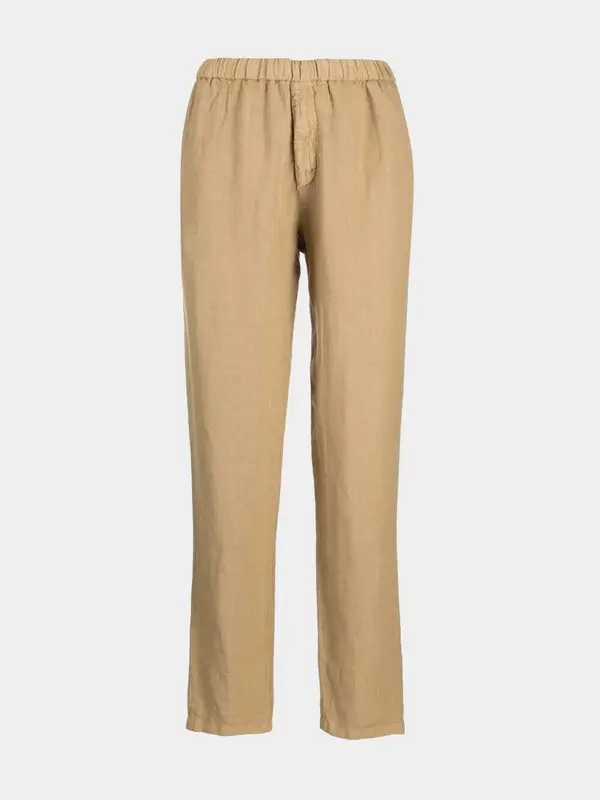 Boglioli Linen Straight Leg Trousers - Beige