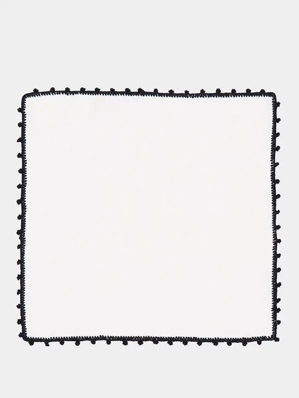 HOUSE OF CAPRICORN Hand-embroidered Linen Cocktail Napkin - Black