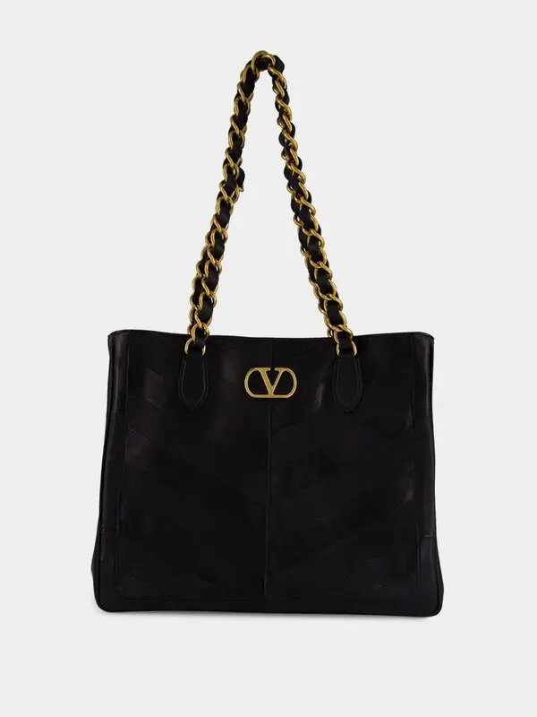Valentino Garavani Laseine Nappa Leather Shopping Bag - Black