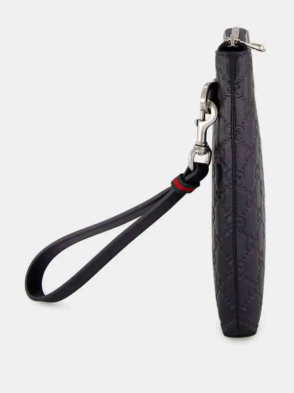 Gucci Gg Leather Monogram Pouch
