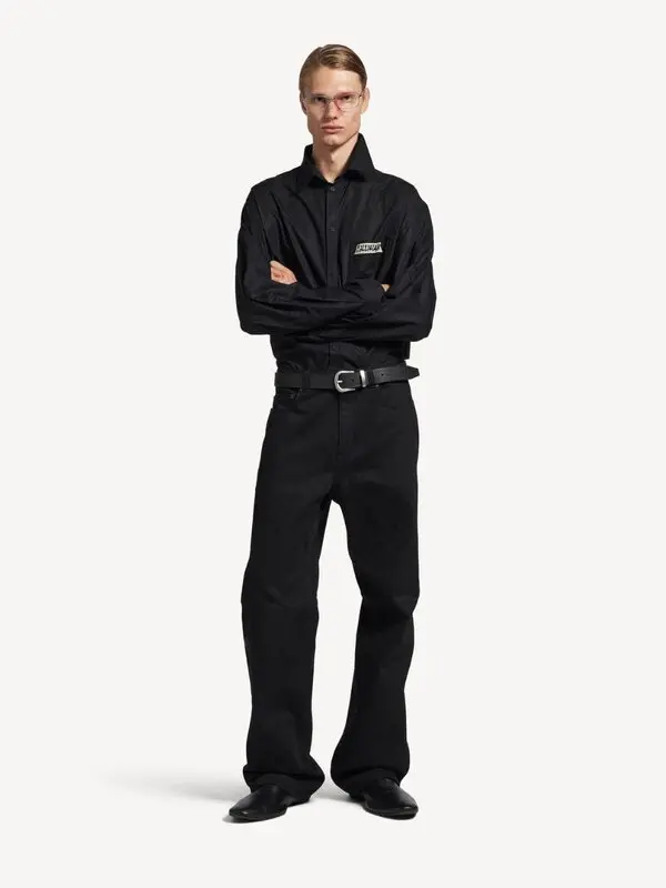Balenciaga Curved Knee Cotton Denim Trousers
