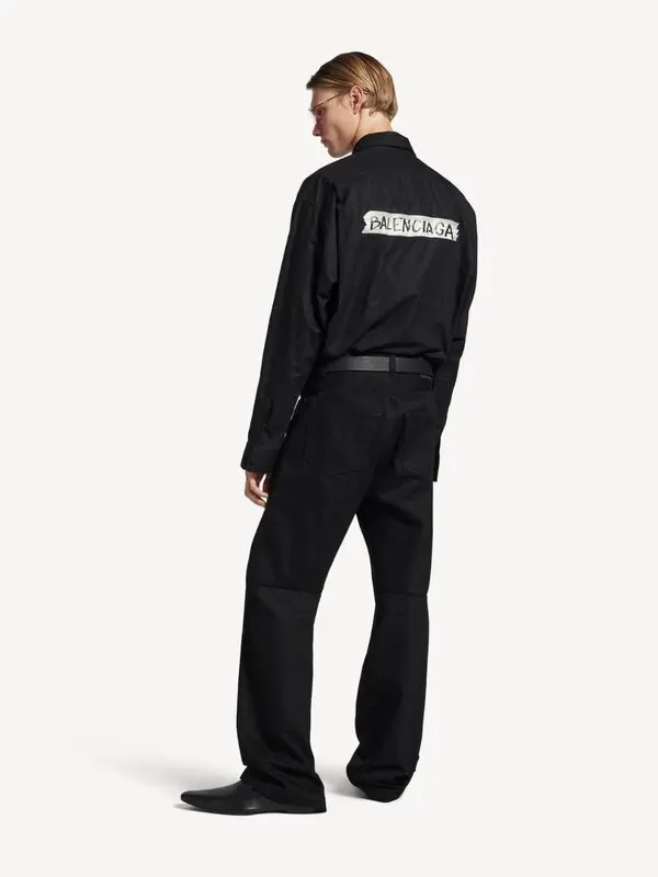 Balenciaga Curved Knee Cotton Denim Trousers